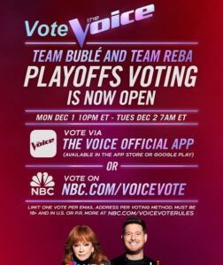The Voice 2025 Season 28 Playoff 1 Website App NBC Vote Online 1 Dec ...